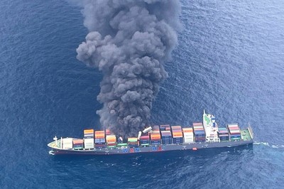 4 crew members unaccounted for after fire on Singapore-registered ...