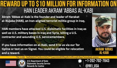 US announces $10m bounty on Iraq-based Iran-aligned militia leader ...